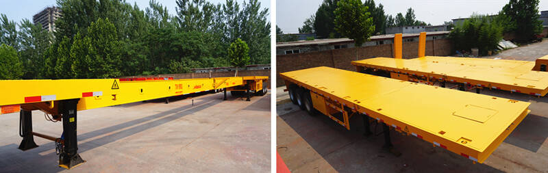 Multi types of flatbed trailers. Tri axle trailer, container tipper and ...
