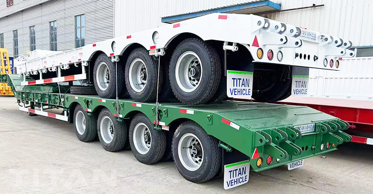 100 Ton 4 Axle Step Deck Trailer with Ramps for Sale in Tanzania
