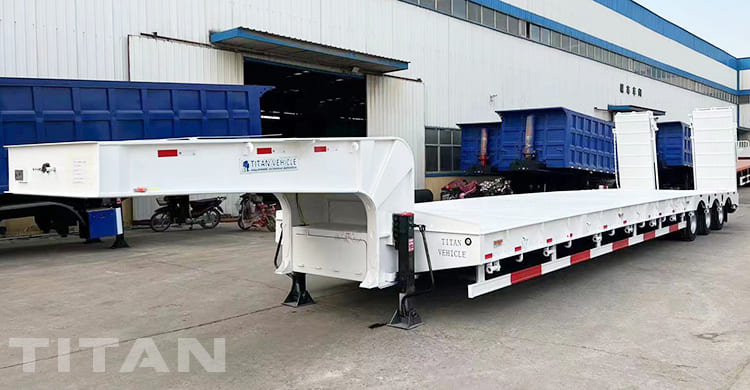 Tri Axle 40Ft Low Bed Trailer with Folding Ramp for Sale in Namibia