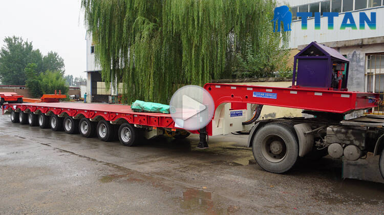 9 Axles Extendable Lowbed Semi Trailer for Sale